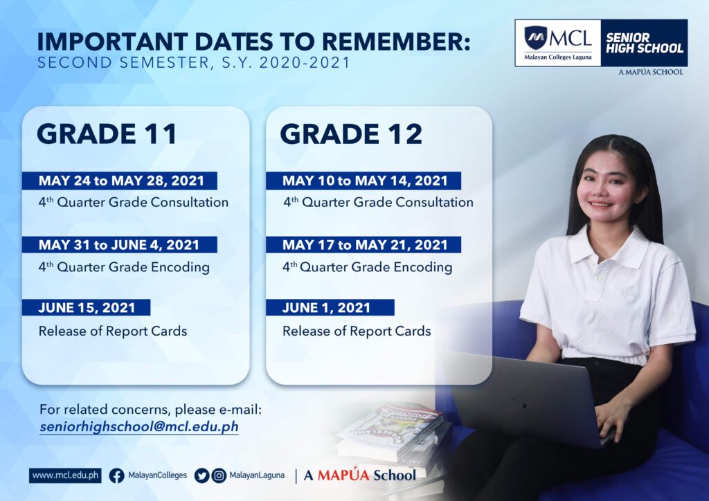 Important Dates for the Second Semester of S.Y. 2020-2021 (SHS) - Mapúa ... Important Dates for the Second Semester of S.Y. 2020-2021 (SHS) - Mapúa ...
