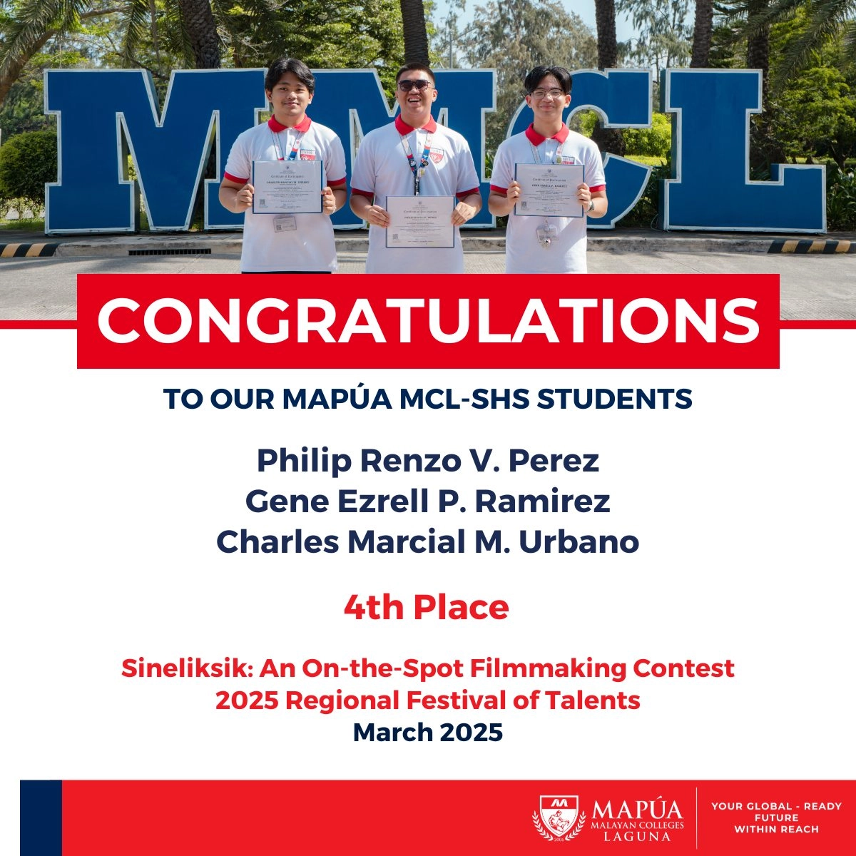 Mapúa MCL-SHS students place 4th in Sineliksik: An On-the-Spot ...