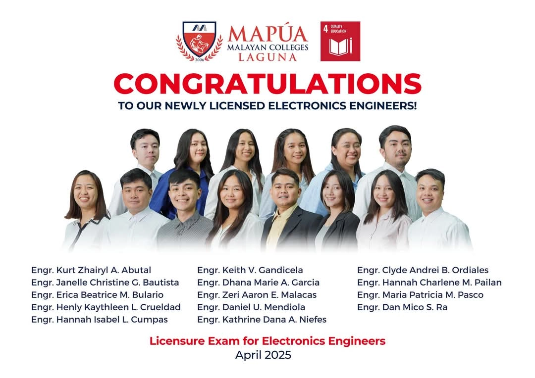 Mapúa MCL obtains new batch of Electronics Engineers from April 2025 ...